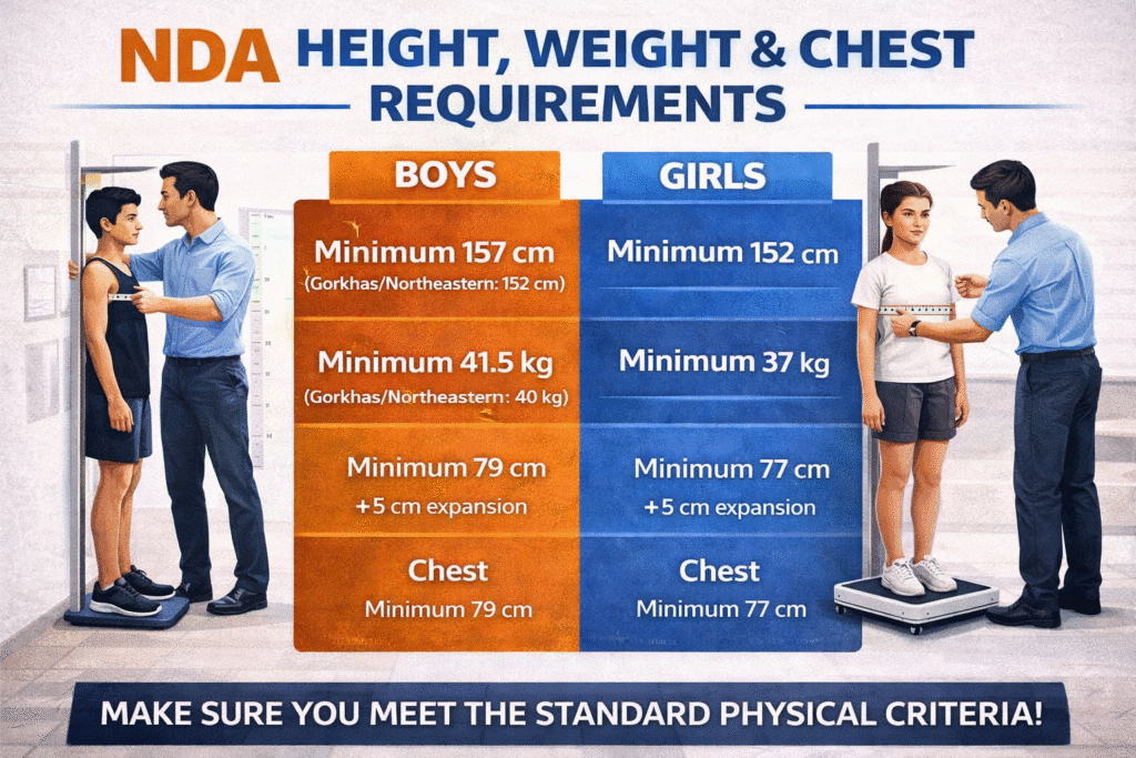 NDA Height, Weight & Chest Requirements for Boys and Girls