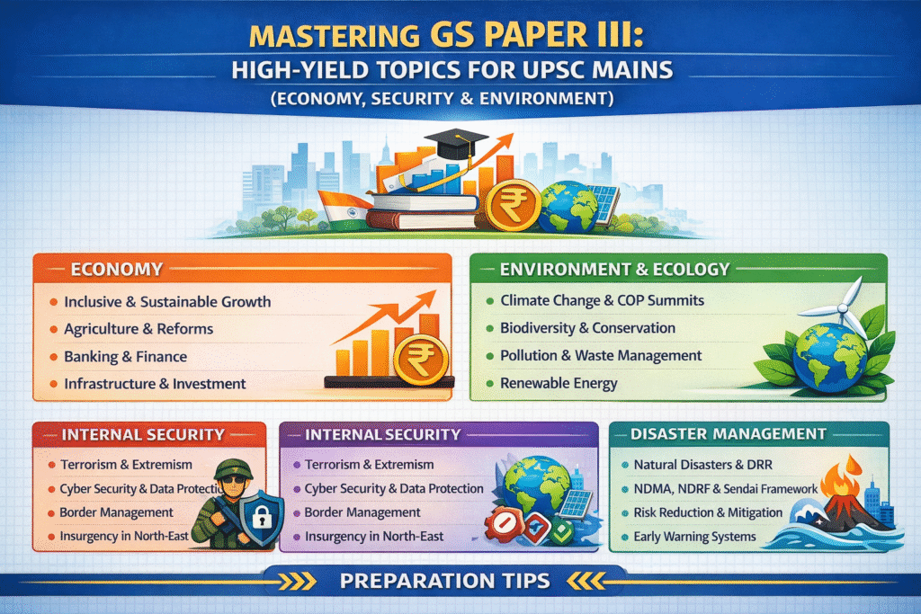 GS PAPER III (ECONOMY, SECURITY & ENVIRONMENT): HIGH-YIELD TOPICS FOR ...